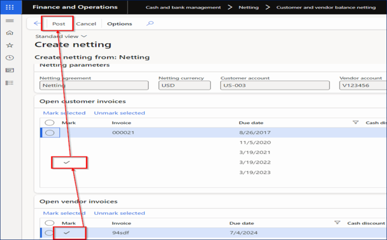 How to set up customer and vendor balance netting in Dynamics 365 Finance?