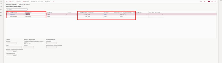 Setting up charges in Accounts Payable in D365 Finance and Operations